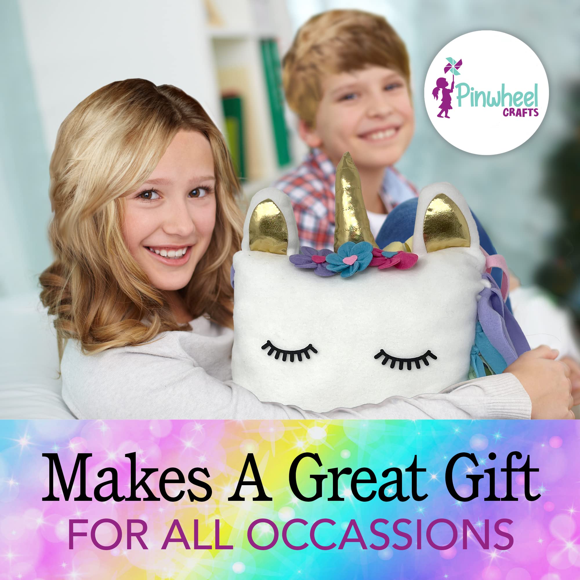 Unicorn Pillow Kit & Fairy Jar Kit Bundle - Fun DIY Arts and Crafts Project for Kids Ages 6 7 8 9 10 11 12 - Great Gifts for All Occasions