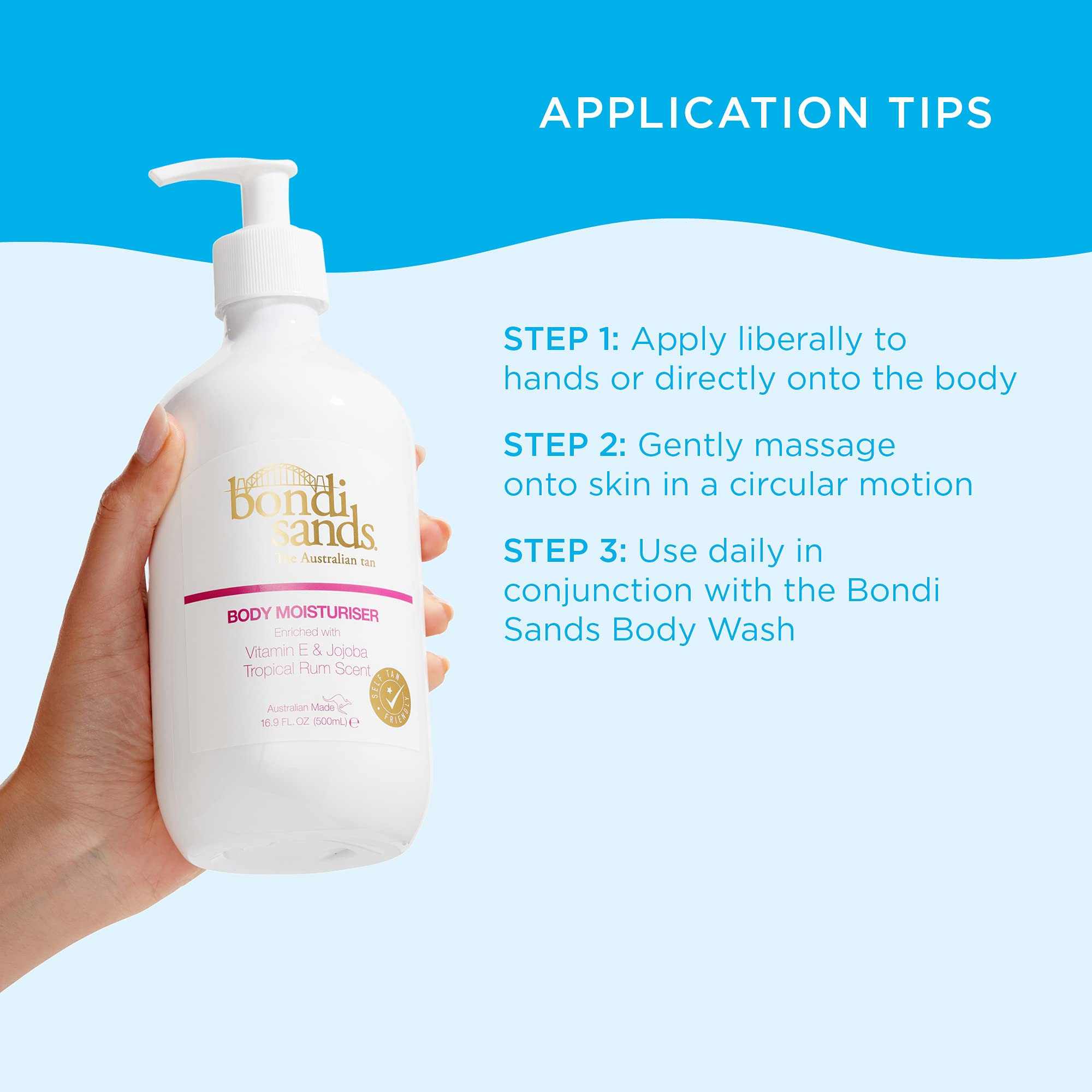 Bondi Sands Tropical Rum Body Moisturizer | pH Balanced Formula Helps Prolong Your Tan and Nourishes + Hydrates with Vitamin E + Jojoba | 17 Oz/500 mL