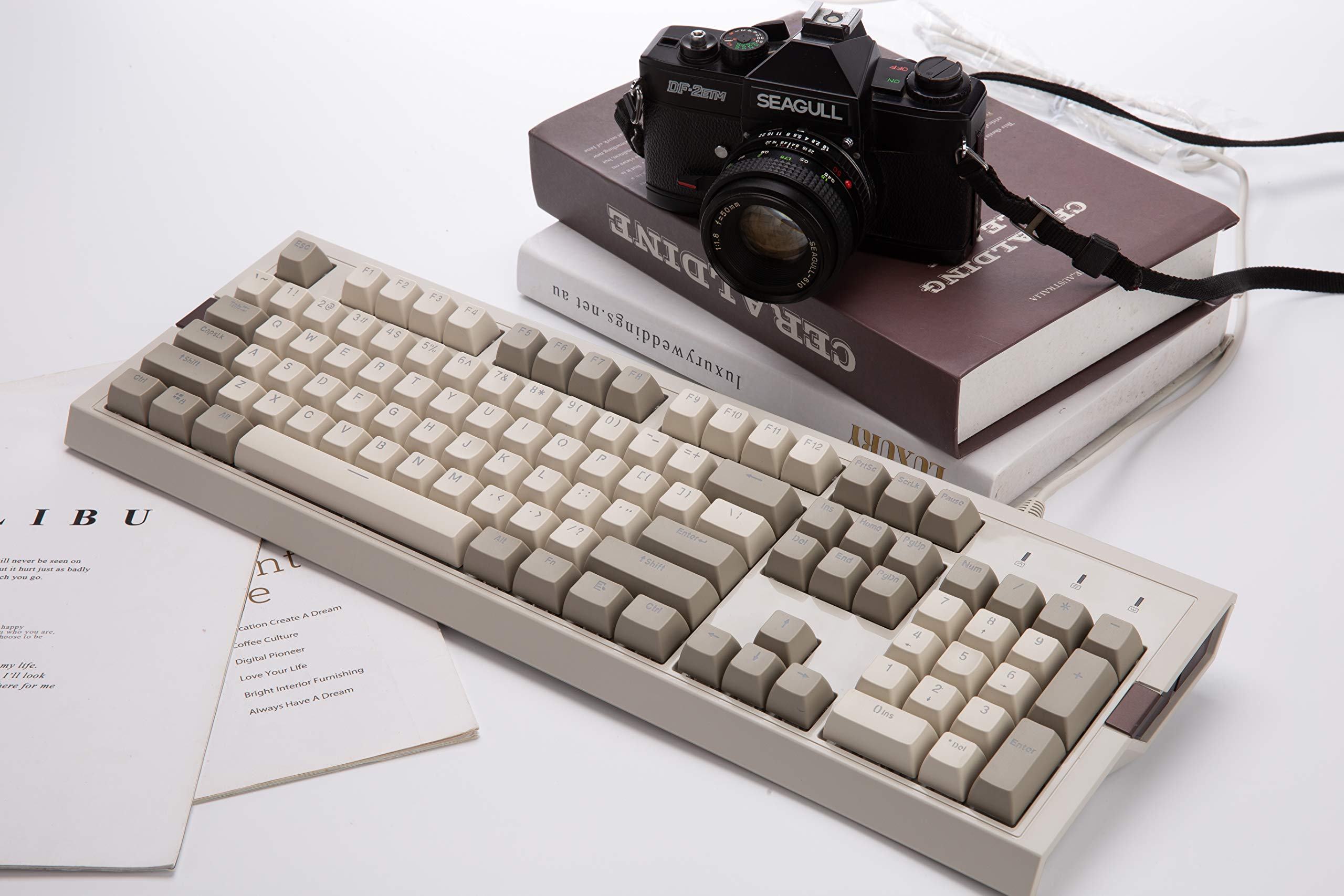 FIRSTBLOOD ONLY GAME. AK510 Retro Mechanical Gaming Keyboard - PBT SP Spherical Keycaps - Classic Grey-White Matching - RGB Backlight - Red Switches-New