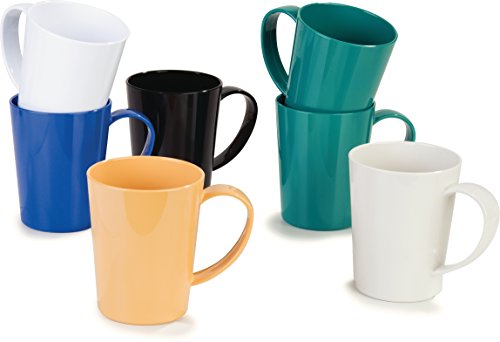 Carlisle FoodService Products Mug Plastic Coffee Mug with Large Handle for Buffets, Home, and Restaurant, Tritan, 12 Ounces, White