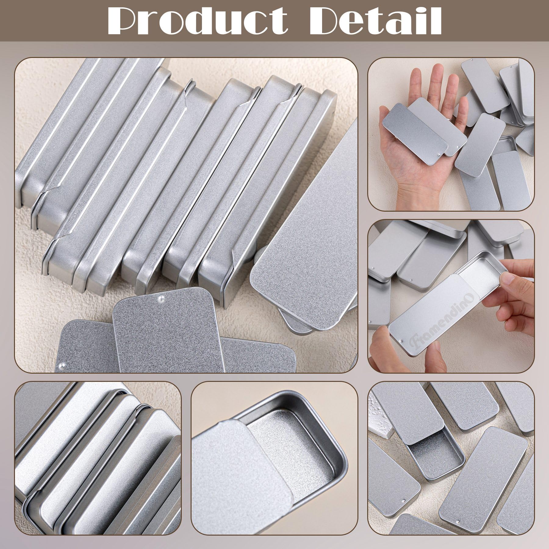 Framendino, 40 Pack Small Slide Top Tin Lip Balm Tins with Lids Mini Rectangular Metal Tins Containers for Jewelry Crafts Wedding Jewelry Lip Balm Container Cosmetic Organizer
