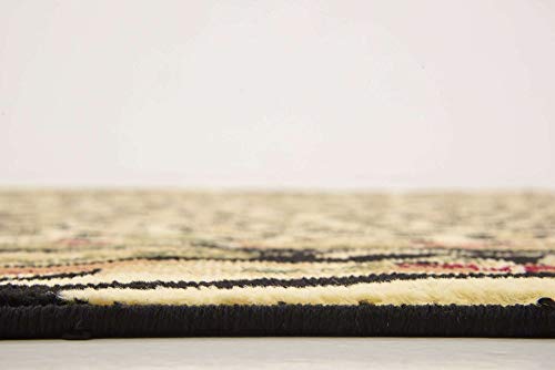 Unique Loom Wildlife Collection Animal Inspired with Cheetah Bordered Design Area Rug, 5 ft x 8 ft, Ivory/Black