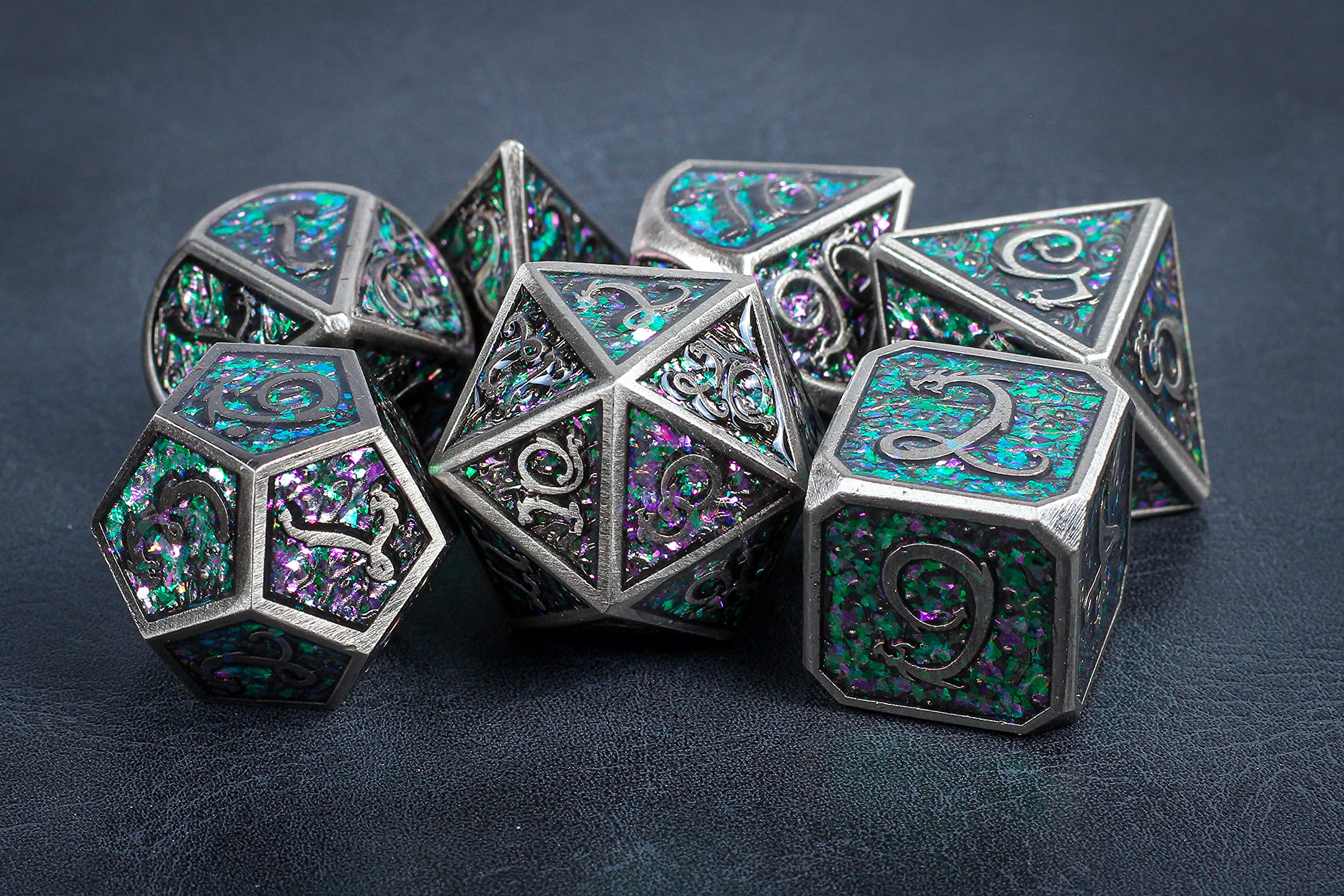 Mystical Forest of Elf DND Metal Dice Set for Dungeons and Dragons Gifts, D&D, D and D, Pathfinder, Accessories, D20, Polyhedral, Resin Dice, Metal, Dice Tray, Tower, Bag, Box