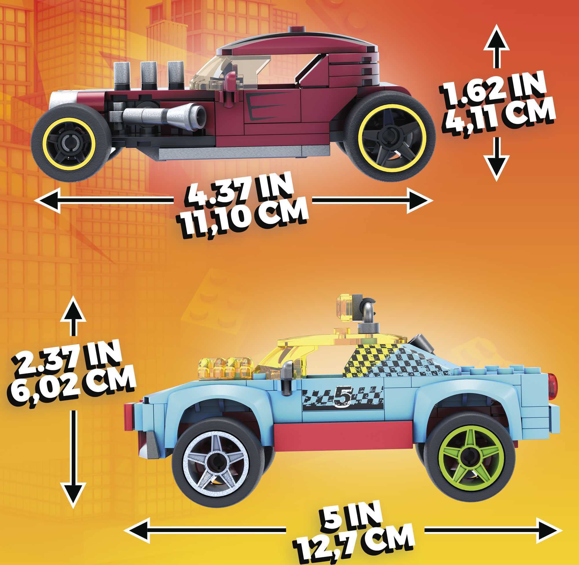 MEGA Construx Hot Wheels Kids Car Building Toy Set, Car Customizer with 485 Pieces, Rally Rat, Dawgzilla, Night Shifter, Mod Rod, Ages 5+ Years