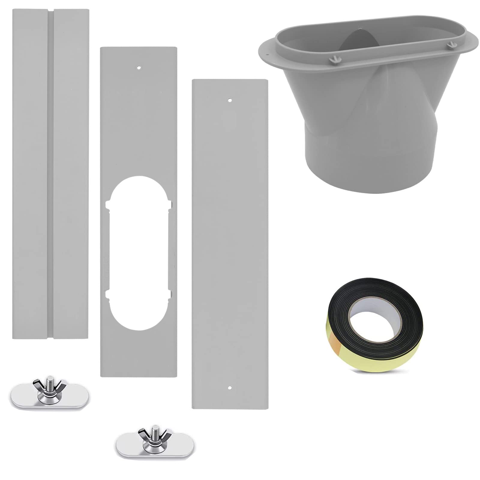 Portable AC Window Kit, Window Seal Plates Kit for Air Conditioners with Coupler Adjustable Window Seal for AC Unit Suitable for 5.1 Inch Exhaust Hose