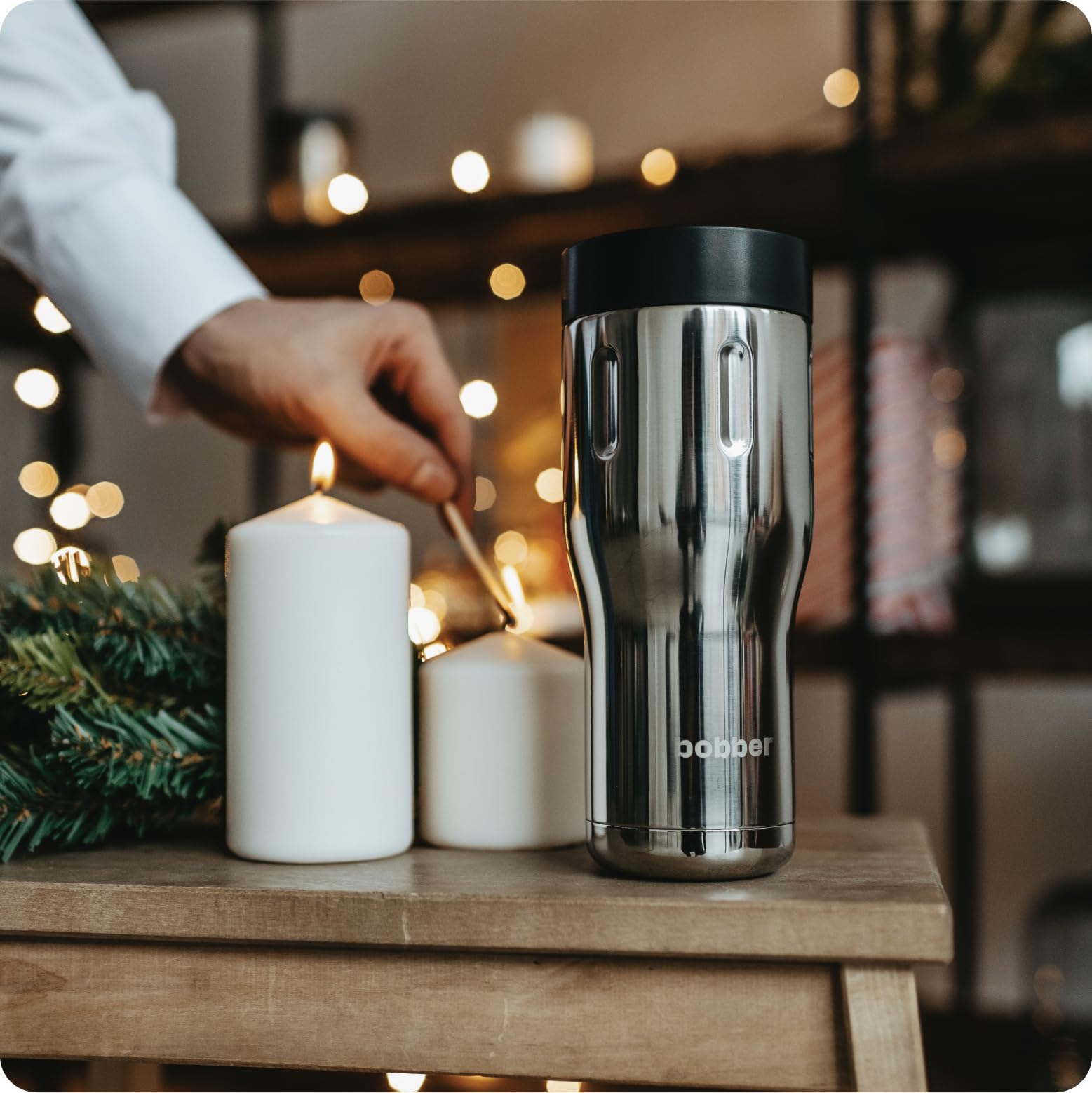 BOBBER - 16 Oz Vacuum Insulated Stainless Steel Portable Travel Coffee Mug With 100% Leakproof Locked Lid (Glossy)