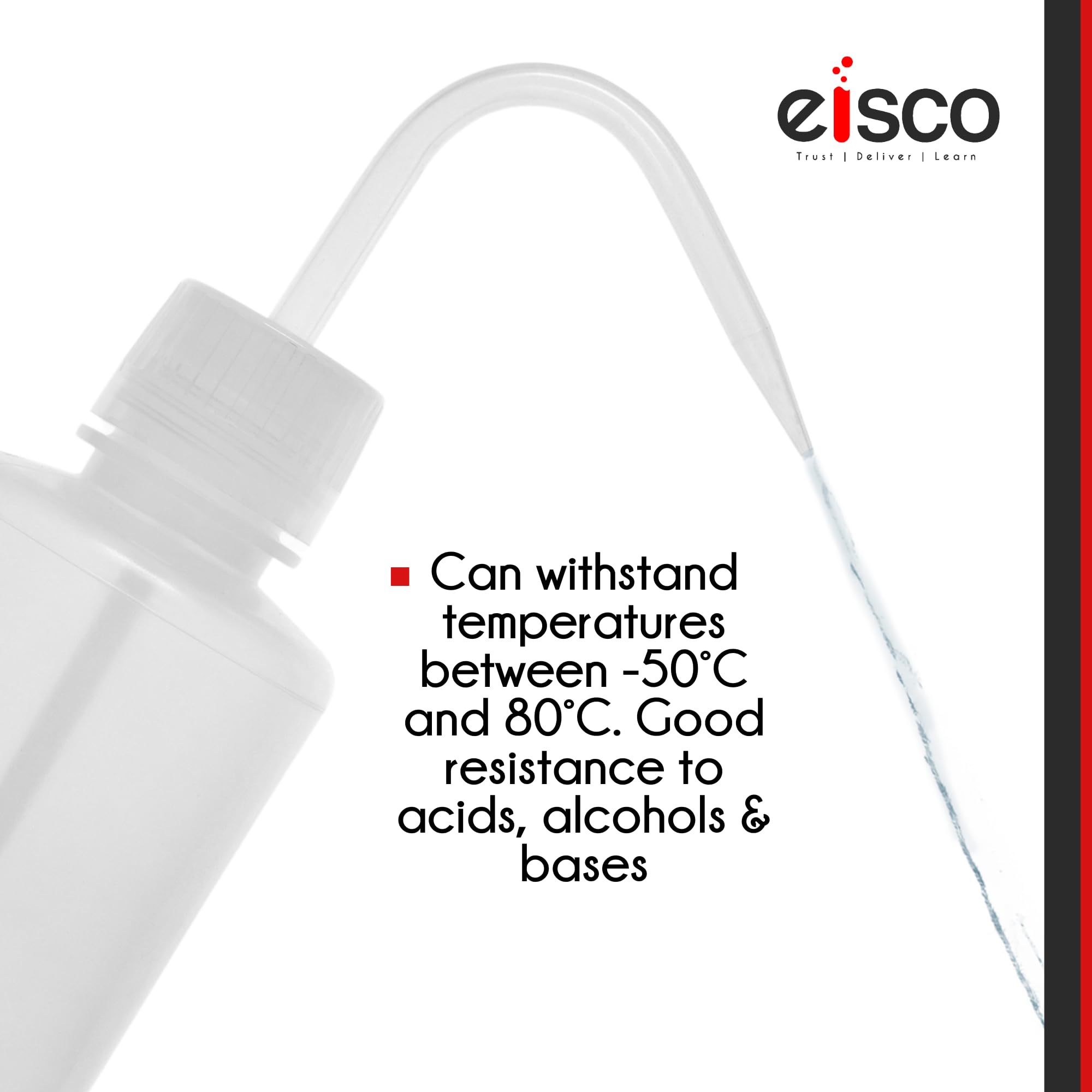 EISCO Wash Bottle, 125ml - Low Density Polyethylene - Translucent, Unbreakable - Screw Cap with Sturdy Delivery Tube, Leak-Proof Dispensing of Liquids Labs