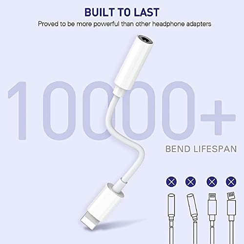 esbeecables Lightning to 3.5 mm Headphone Adapter for iPhone,3Pack [Apple MFi Certified] iPhone Jack Audio Aux Dongle Converter Compatible iPhone14 13 12 11 XS XR X 8 7,All iOS, White