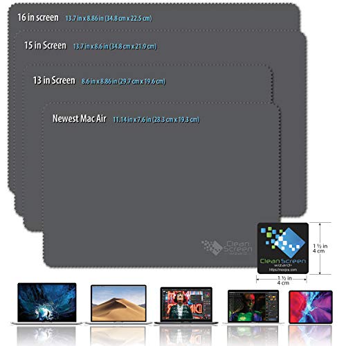 CLEAN SCREEN WIZARD Microfiber Cleaning Cloths 16β, 15β, 14β, 13β Keyboard Protection Computer MacBooks 16,15,14,13, Mac Air15, Air13, 4 PCS