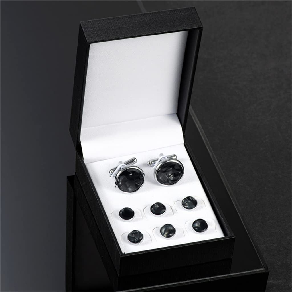 BBSJ Man Shirt Cufflinks Studs Set Metal Cufflink for Mens Gift for Husband Jewelry Business Tie Clip Men's