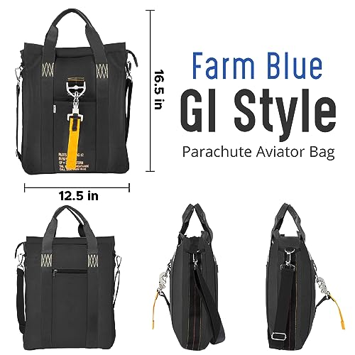 Farm Blue Tactical Aviator Flight Bag β Para Rescue Parachute Style- Medium Size Pilot Laptop Crossbody Briefer -Stealth Black