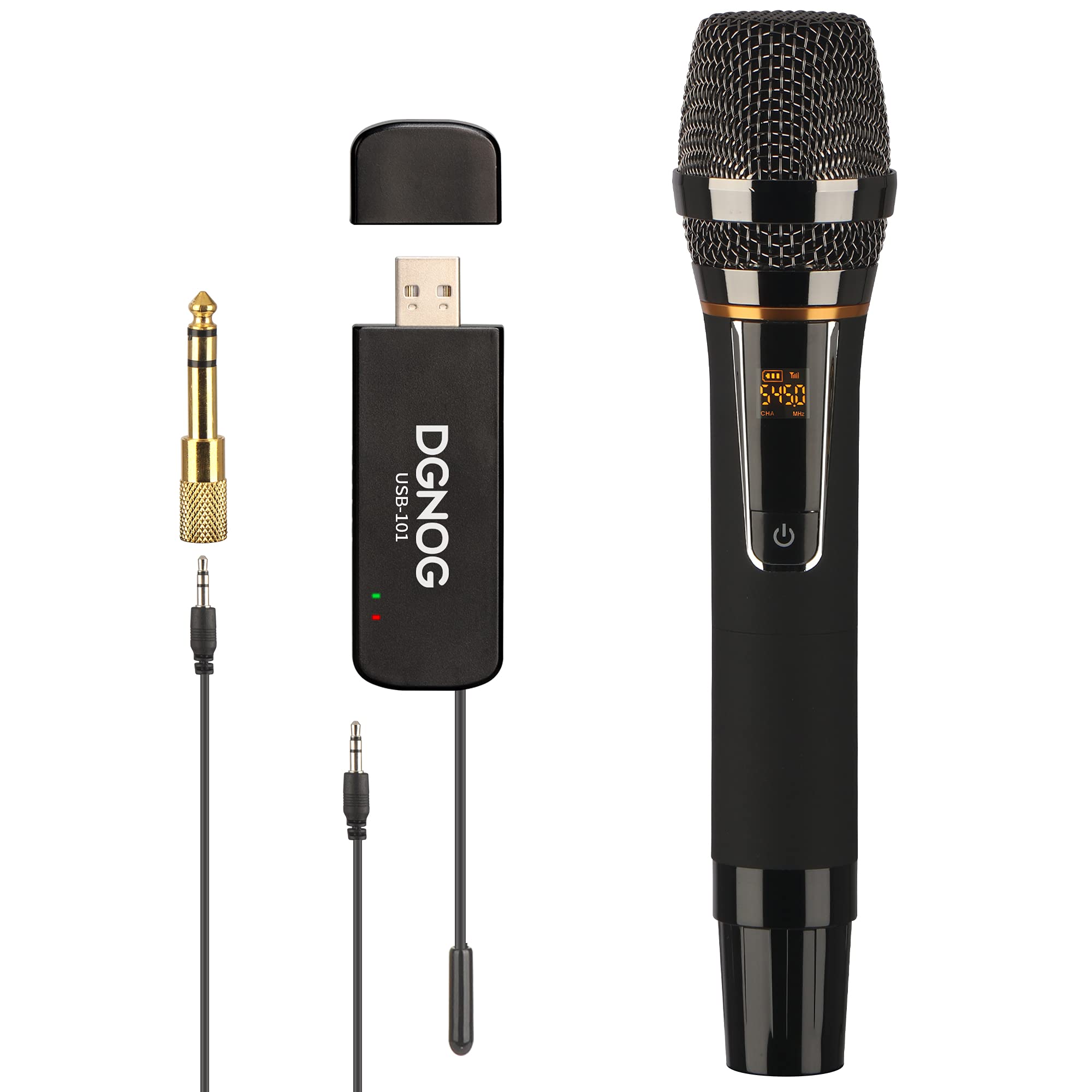 USB Wireless Microphone, Computer UHF Dual Handheld Dynamic Mic System with USB Receiver, 100ft Range for Home Singing, Karaoke, PC,TV,Active Speaker