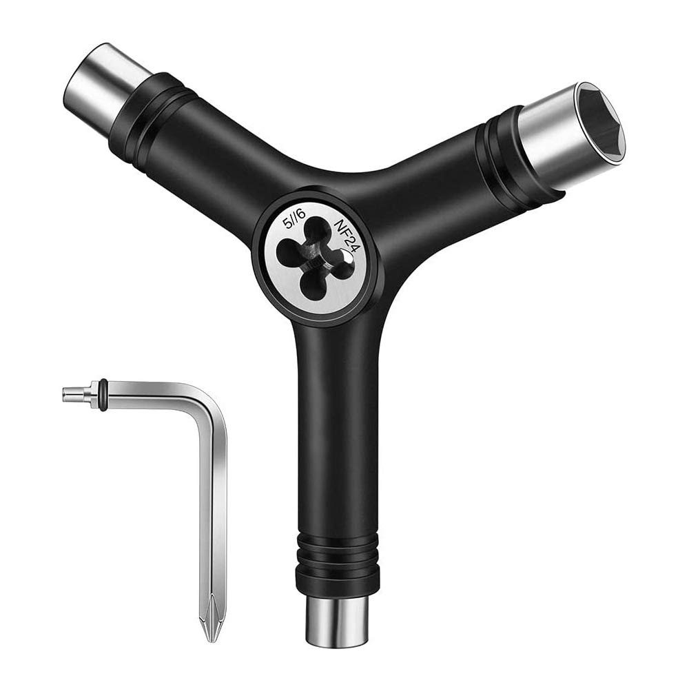 BESIY 1-Inch Skateboard Mounting Hardware 8PCS & All in One Skate Tool, Y Tool for Skateboard (Tools+Gold Hardware)