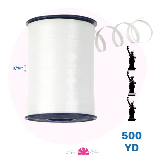 Morex 253/5-600 Poly Crimped Curling Ribbon, 3/16-Inch by 500-Yard, Snow White