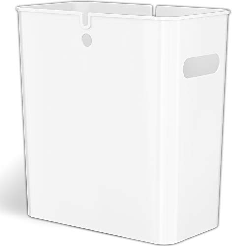 iTouchless SlimGiant 4.2 Gallon Slim Trash Can with Handles, 16 Liter Plastic Small Wastebasket Hanging Garbage Bin, Magazine / File Folder Storage Container for Home, Office, Bathroom, Kitchen, White