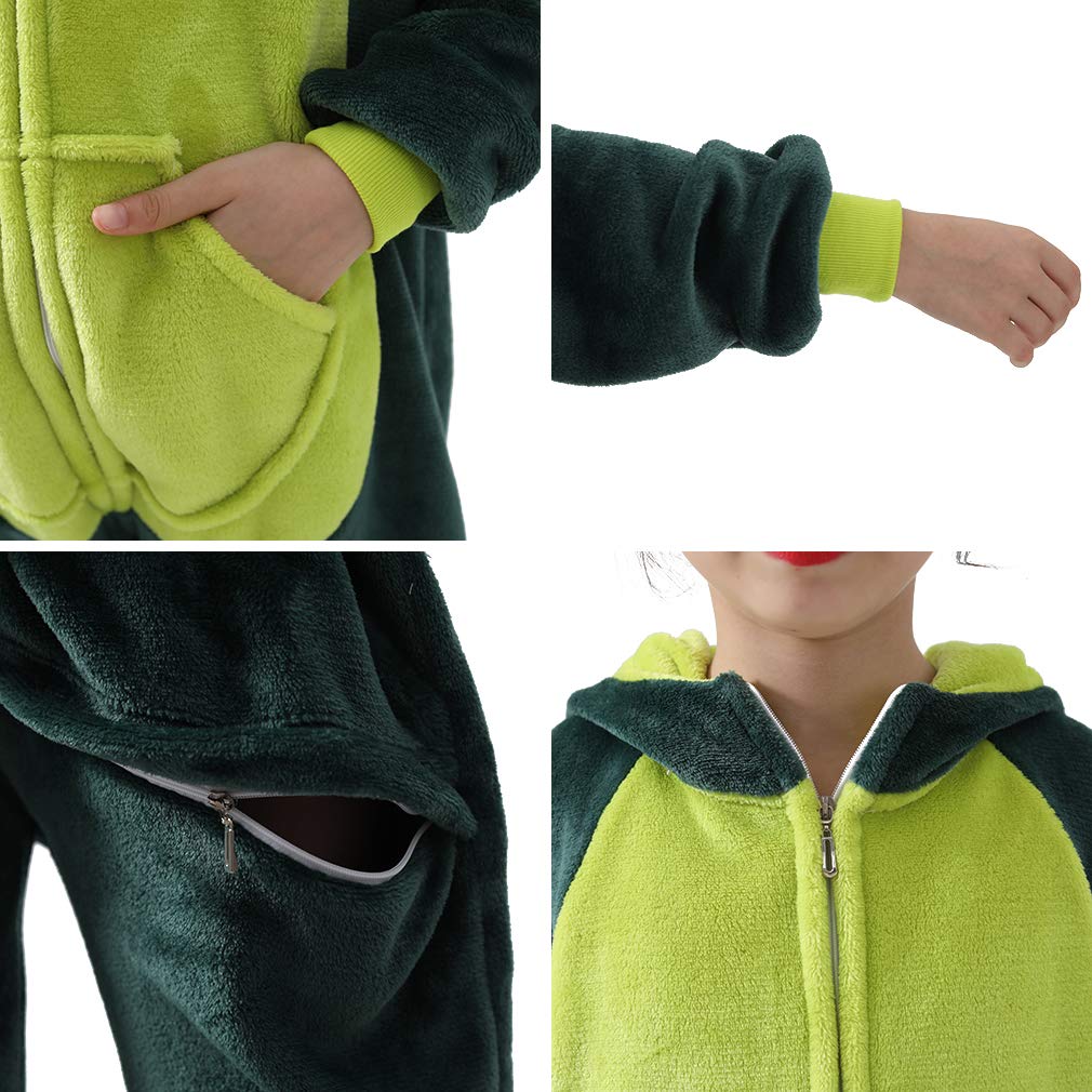 Beskie Kids Onesie Pajamas Unisex Dragon Christmas Halloween Costume Age 2-10 Years (Without Slipper ) Green