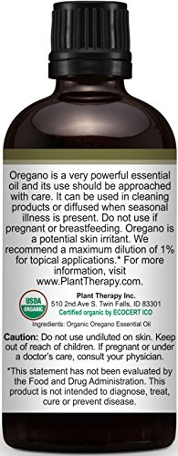 Plant Therapy Organic Oregano Essential Oil 100% Pure, USDA Certified Organic, Undiluted, Natural Aromatherapy, Therapeutic Grade 100 mL (3.3 oz)