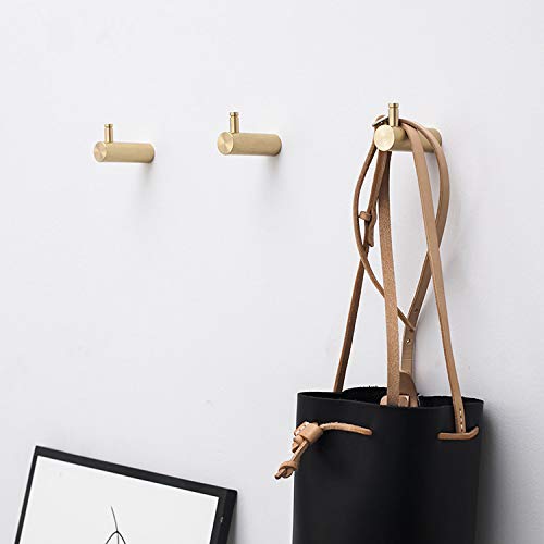 IVAILEX 4 Pack Wall Hooks Decorative Hooks Gold Hooks Decorative Wall Hooks Gold Towel Hooks Gold Coat Hooks Key Hooks Solid Brass Hooks for Hanging (L-Shaped)