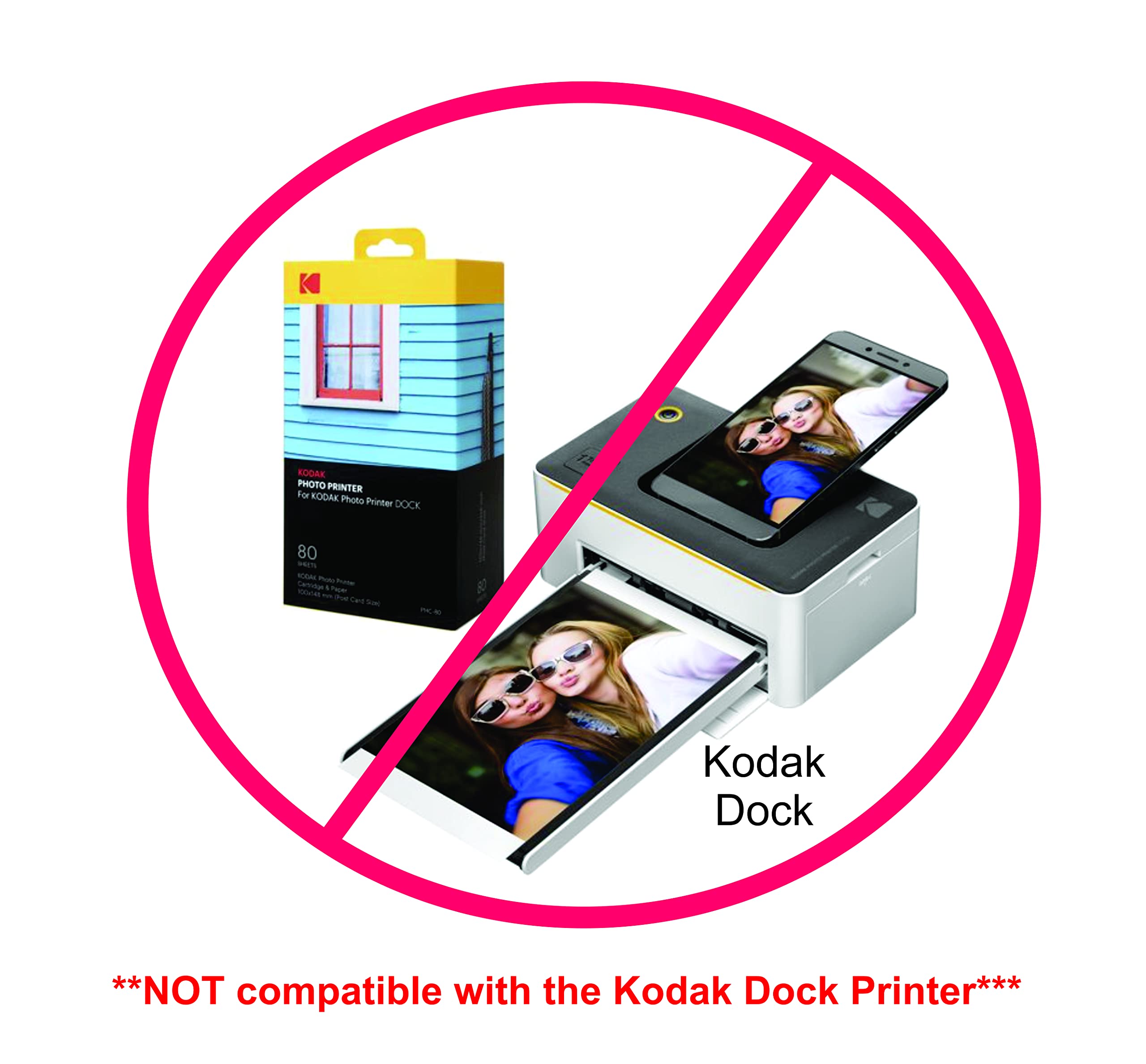 KODAK Photo Paper Gloss 4 X 6 SNAPSHOT 100 count, 48lb-180 g/m 2-8.5MIL (41305) **THIS PRODUCT IS NOT COMPATIBLE WITH THE KODAK DOCK PRINTER**"