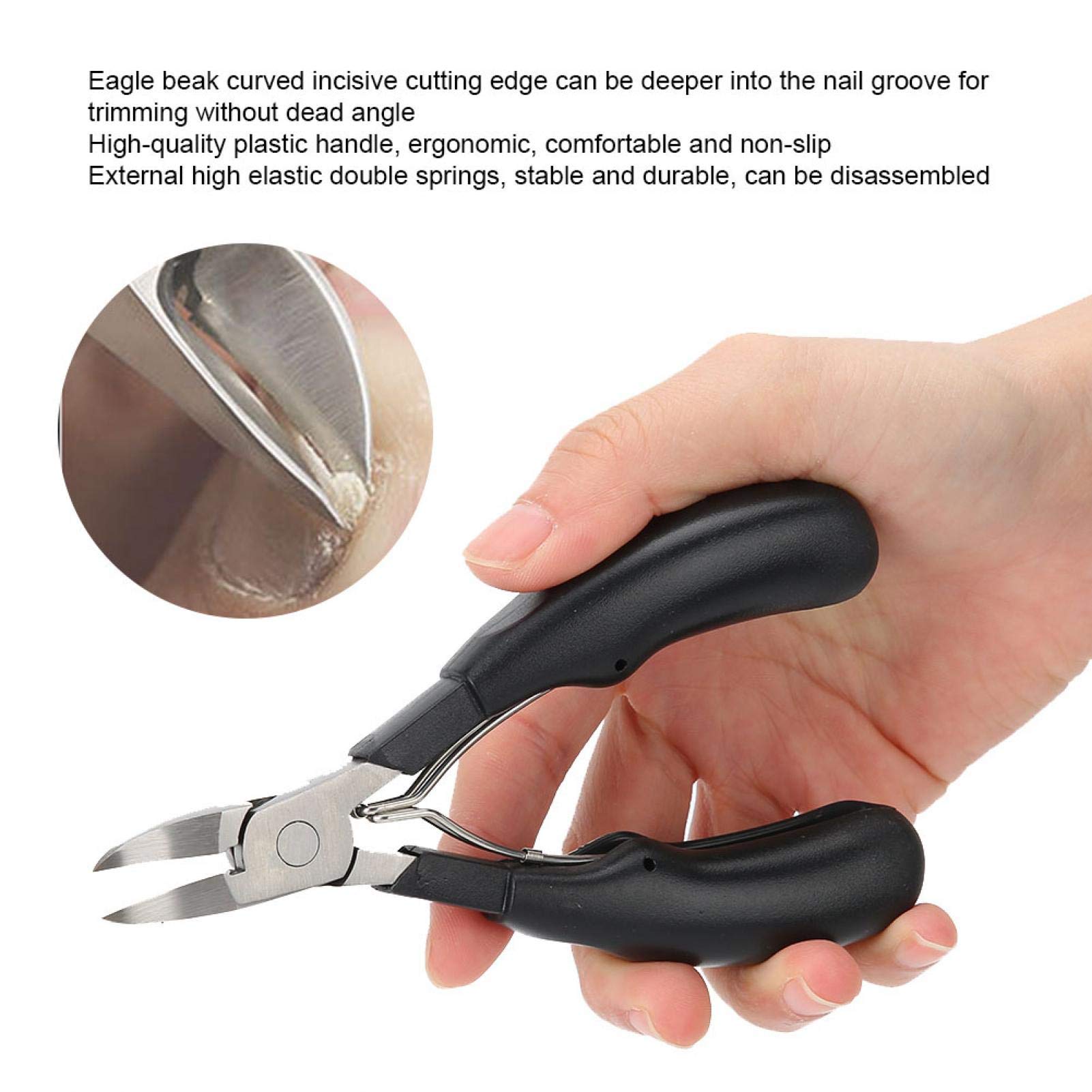 Nail Cuticle Pliers Stainless Steel Cuticle Scissors Non Slip Pedicure Cutter Tool for Home Use for Nail Care for Men and Women for Different Nail(Black)