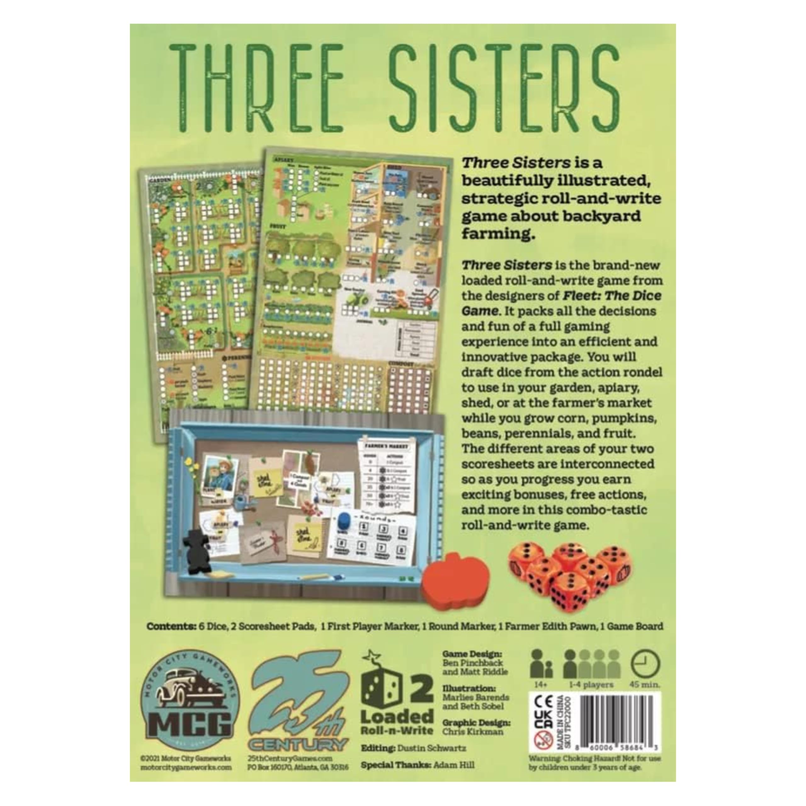 Three Sisters , A Strategic Roll and Write Board Game About Gardening - 25th Century Games