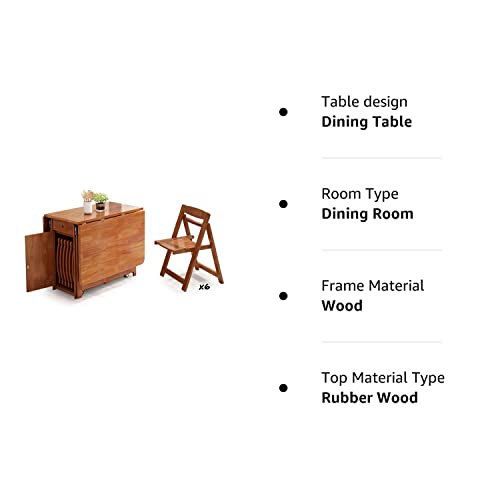 Folding table and chair-Small Household Storage Retractable 1.45m Dining Table and Dining Table, 4-6 People, Cherry Color