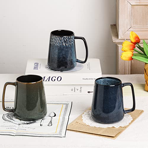 Large Ceramics Coffee Mugs,24 OZ,Large Handle Design,Extra Large Tea and Coffee Cup for Office and Home,Microwave And Dishwasher Safe(Color:24 oz green)