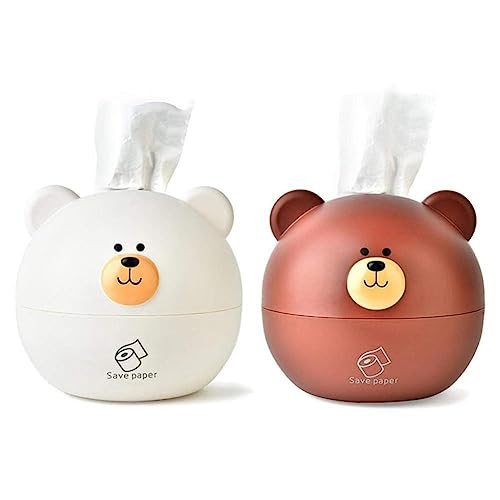 Cute Bear Tissue Box,Tissue Box Holder,Toilet Paper Holder Stand, Roll Paper Storage Box, Round Tissue Box Container, Napkin Towel Holder,Tissue Box Cover, for Kitchen, Living Room