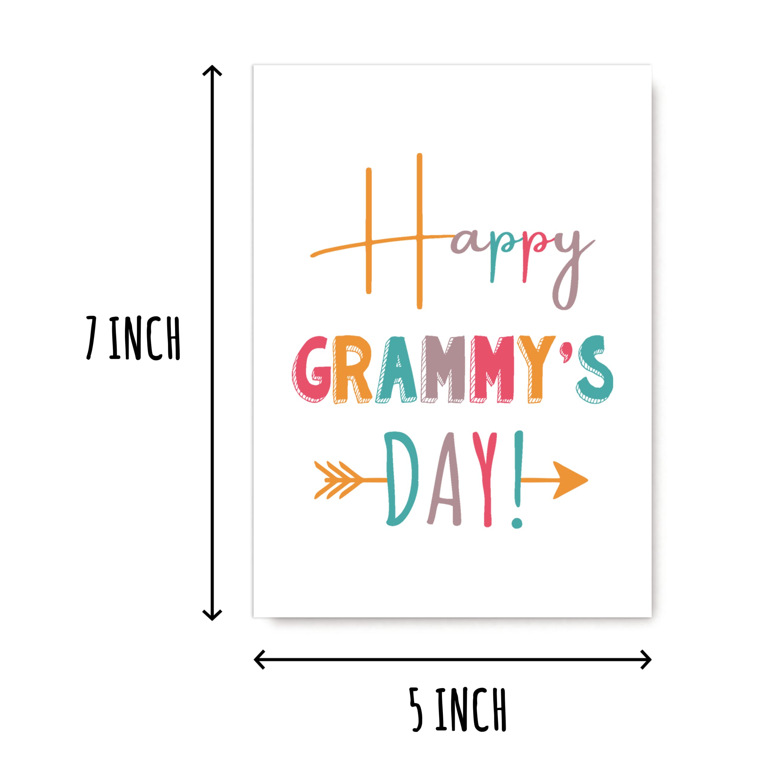 EirlysDesigns Greeting Card for Grammy or Grandma. Premium 5 x 7 inches Birthday or Mother's Day Card. Includes Envelope.