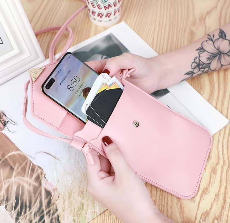 Pretty DS luxury Bag Cell Phone Purse Wallet with Credit Card,ID, Slots for all ladies., pink