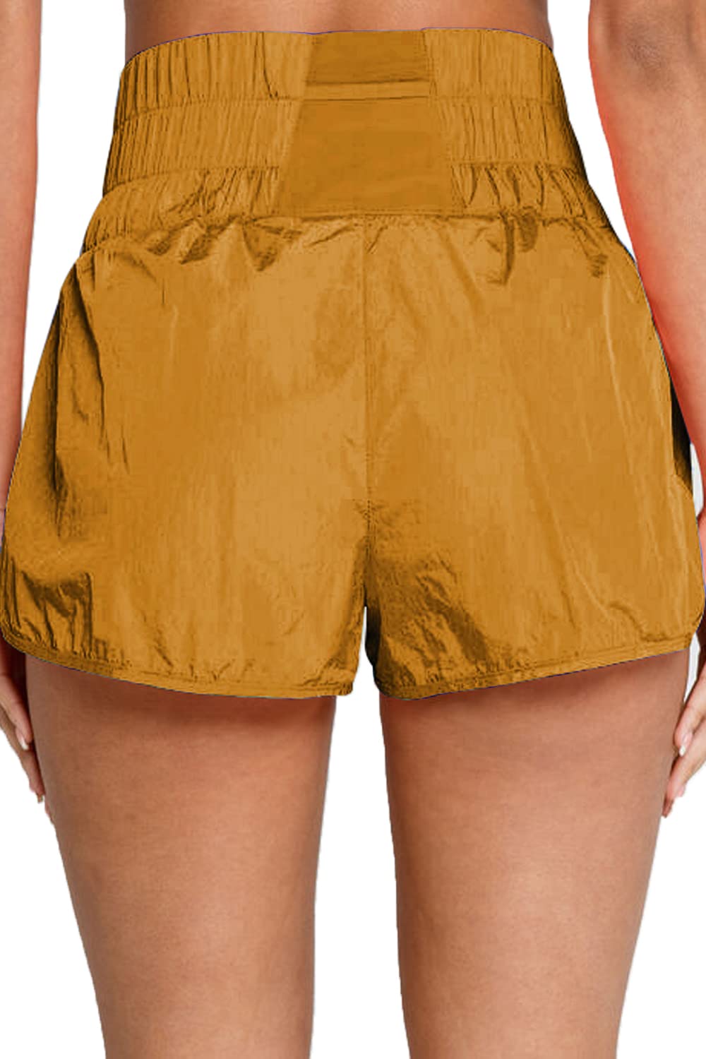 BOOSOULY Women's Quick-Dry Running Shorts Loose Fit Side Splits Workout Sport Layer Active Shorts Yellow S