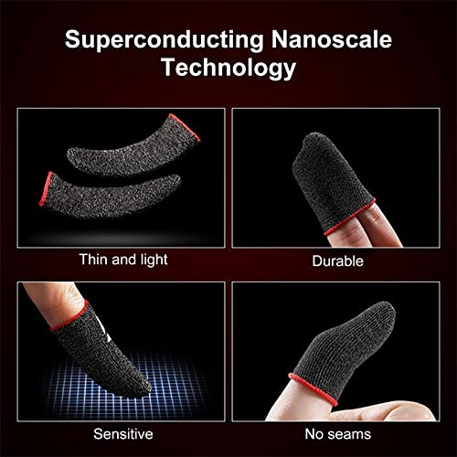 Gaweb Gaming Finger Covers Sweat Proof Breathable 0.98MM Thin Mobile Game Controller Fingertips Sleeves Thumb Gloves Blue A