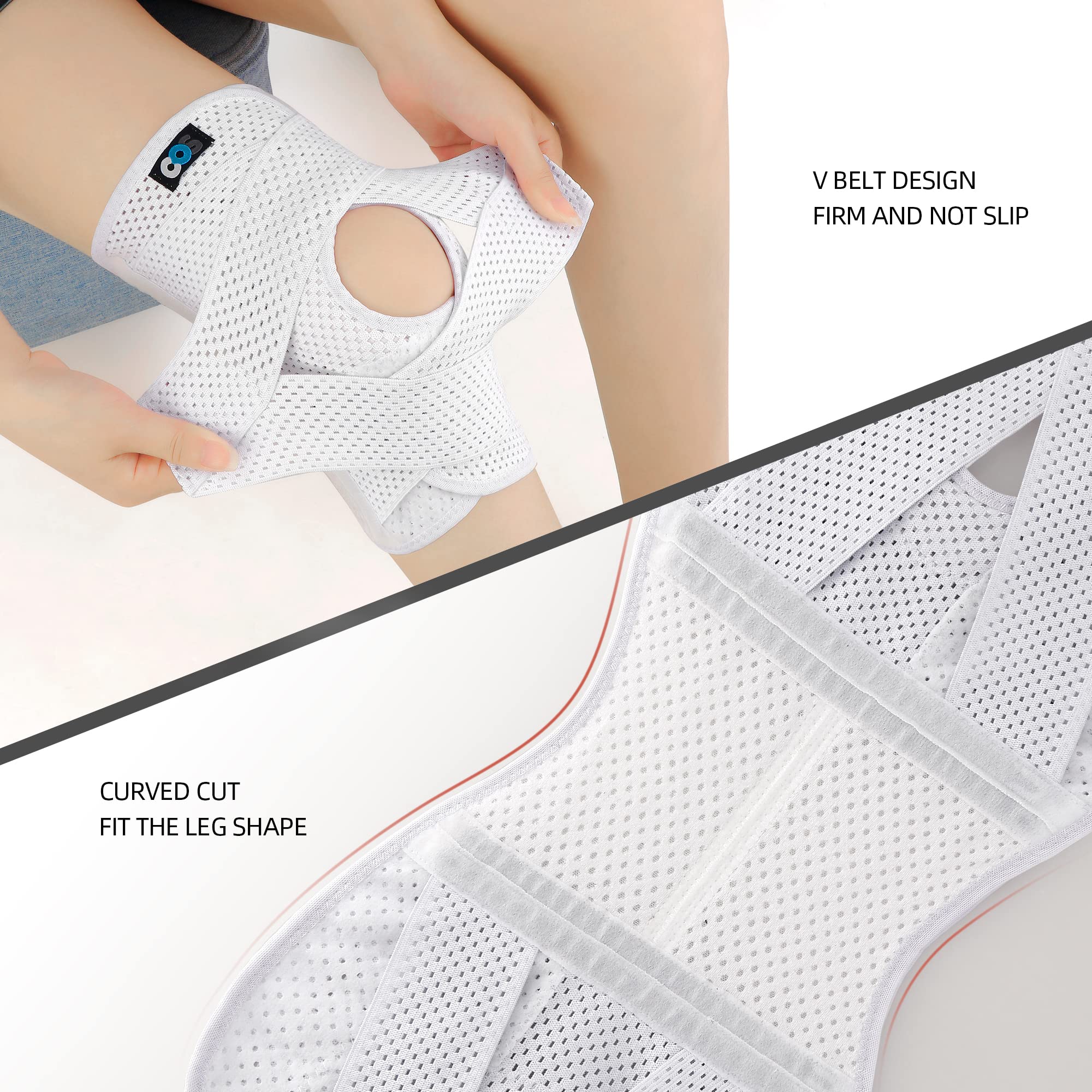 aurrako Knee Braces with Side Stabilizers for Knee Pain and Support Women/Men,Breathable Adjustable Compression knee sleeve for Meniscal Tear MCL Arthritis Injuries Recovery(Large, White)