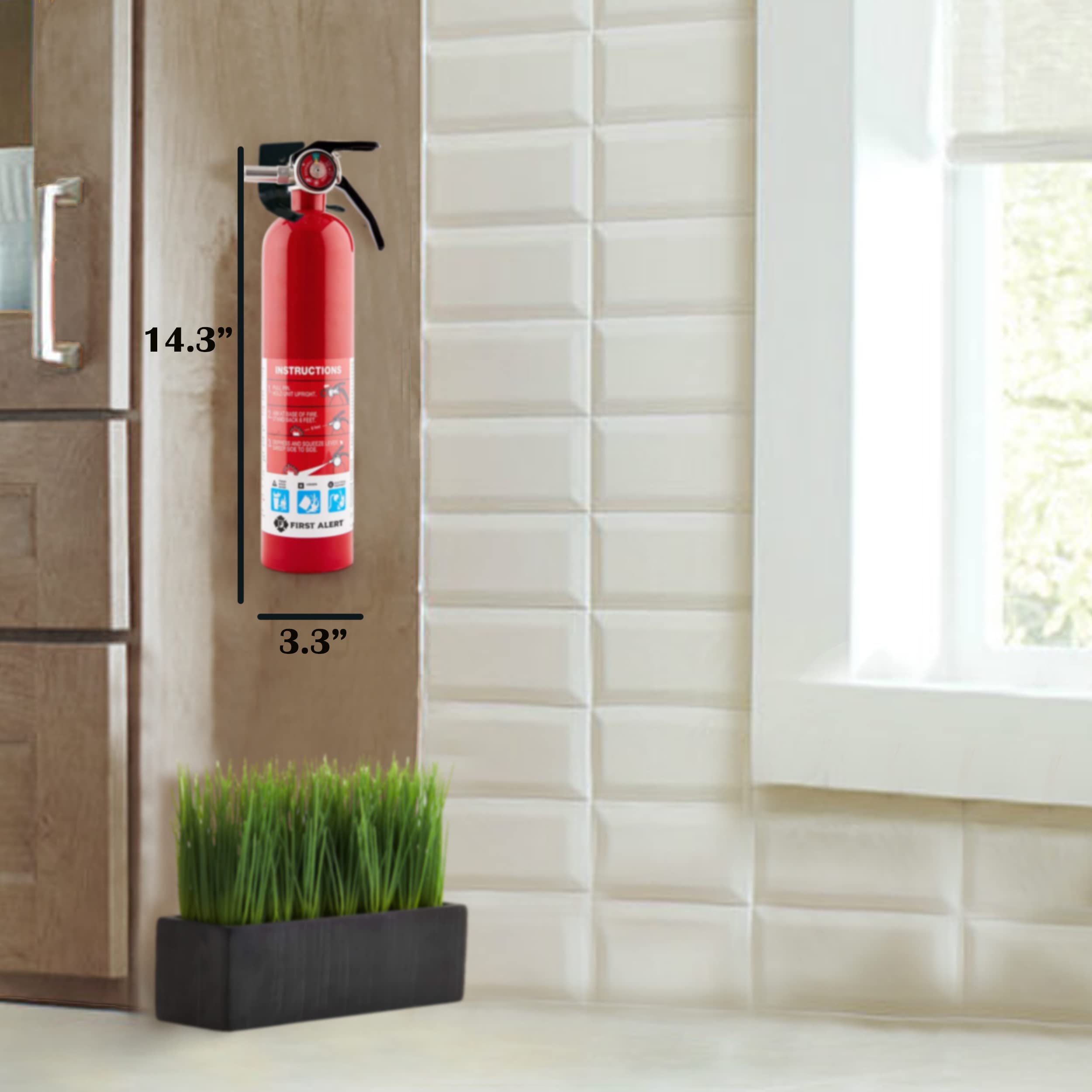 BRK BRANDS, INC First Alert FE1A10GR195 HOME1 Rechargeable Standard Home Fire Extinguisher UL Rated 1-A:10-B:C Pack of 2 Includes Wholesalehome Cleaning Cloth.