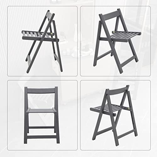 FUNROLUX Folding Dining Chair 2 Pack Grey Wooden Foldable Chairs Suitable for Event Party Garden Kitchen Table Chair 268LB Weight Capacity (Grey)