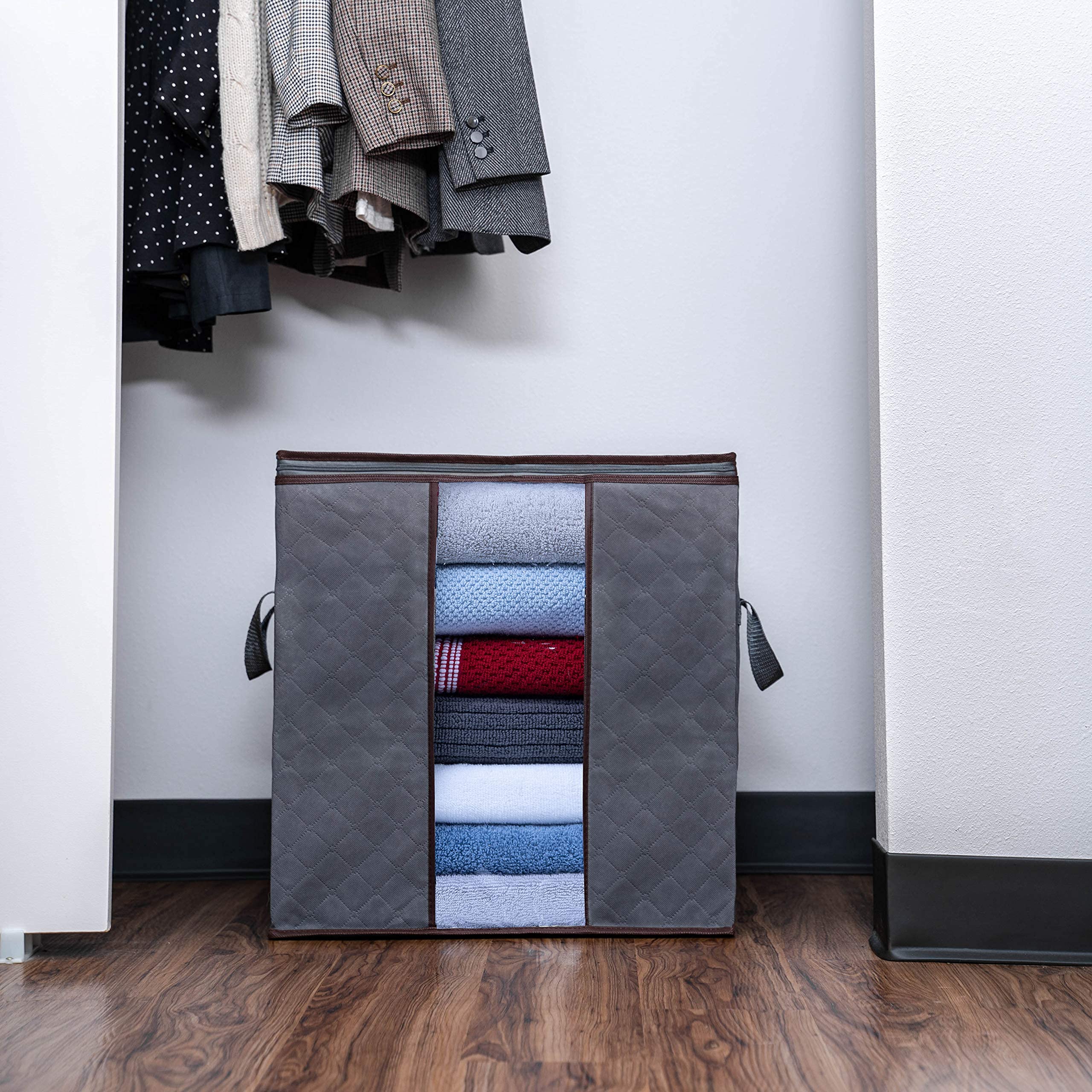 VENO 7 Packs Clothes Storage Bag Organizer, 4 Packs of Cloth Storage and 3 Packs of Tall Blanket Storage