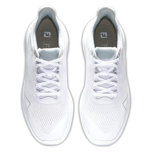 FootJoy Men's FJ Flex Golf Shoe, White/White/Tan, 10