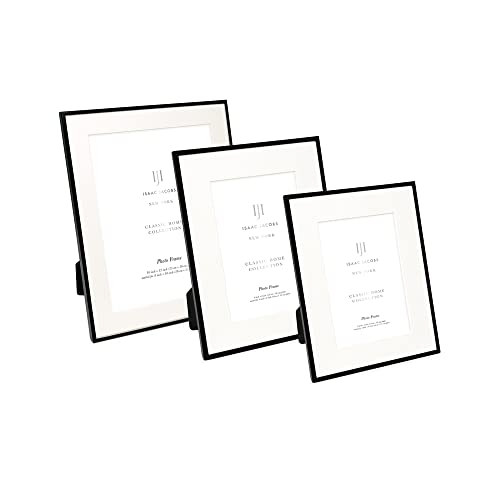 Isaac Jacobs 6x8 (Matted 4x6) Black Metal Picture Frame, Classic Metal Photo Frame Made For Tabletop & Hanging Display, Home and Office Décor, Photo Gallery and Wall Art (6x8 (Matted 4x6), Black)