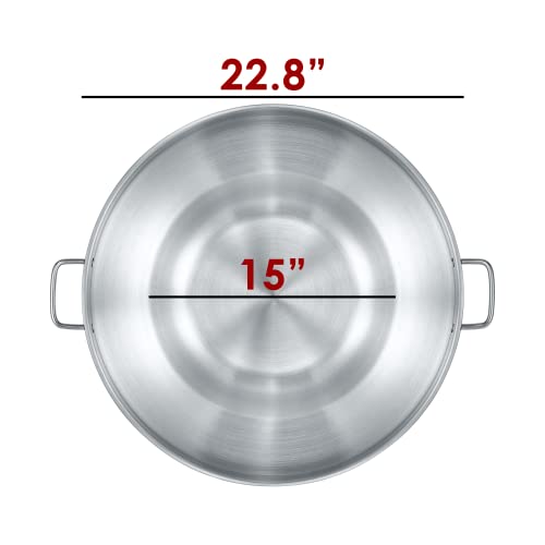 Concord Stainless Steel Comal Frying Bowl Cookware (22"), silver (S4008 S4812 S5612)