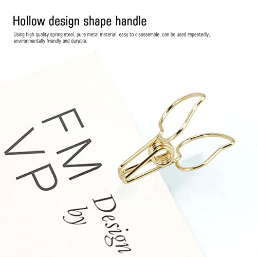 Clothes Drying Clip, 20Pcs Multifunctional Strong Hollow Spring Clip Clothes Pins for Outdoor Clothesline Home Kitchen Travel Office Decor(Gold)