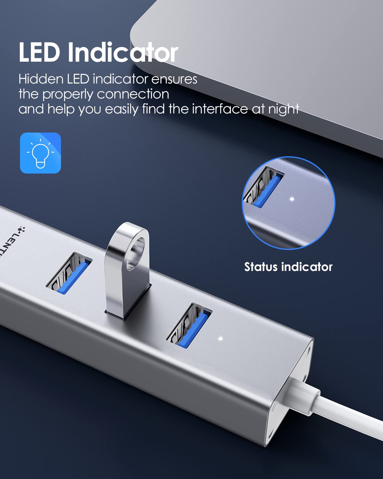 LENTION USB C Hub Ethernet Adapter, 3 USB 3.0 Ports, RJ45 Network Connector for 2023-2016 MacBook Pro, New Mac Air/iPad Pro, Chromebook, More, Stable Driver Certified (CB-C23s, Silver)