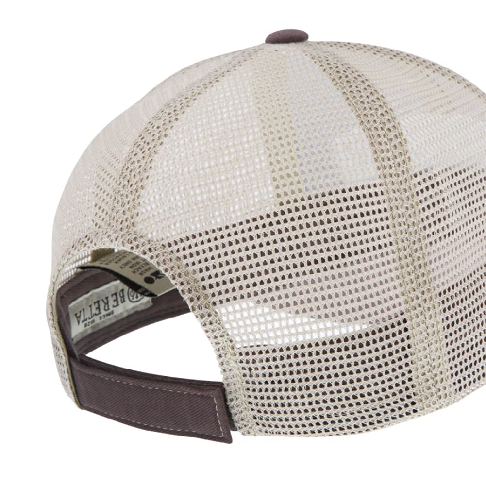Beretta Men's Trucker Cotton-Twill Mesh-Back Shooting Outdoor Casual Hat Trident Logo Patch, Brown, One Size