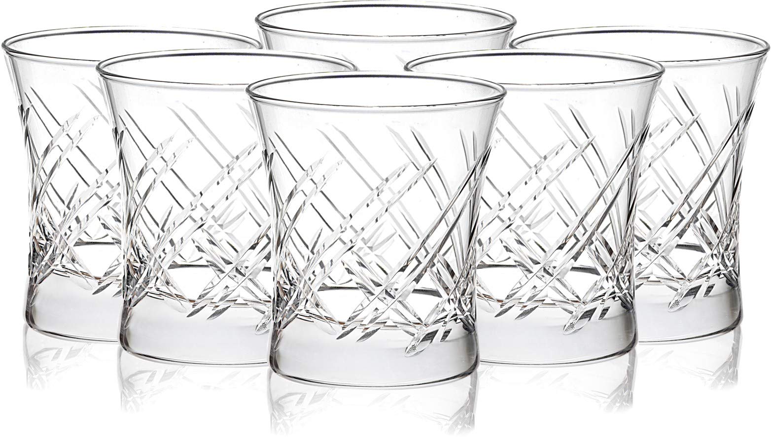 BOHEM'S Drinking Glasses for Water, Juice, Beer, Wine and Cocktails, Set of 6, Clear Tempered Glass Hand Cut Tumblers, Glassware Set for All Occasions (8 oz)