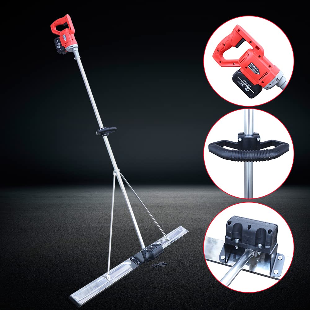 Concrete Surface Vibrator Battery Powered Cement Vibrating Leveling Tool Brushless Motor Concrete Surface Screed with 1.51mx 8cm Scraper 3000-6000Rpm