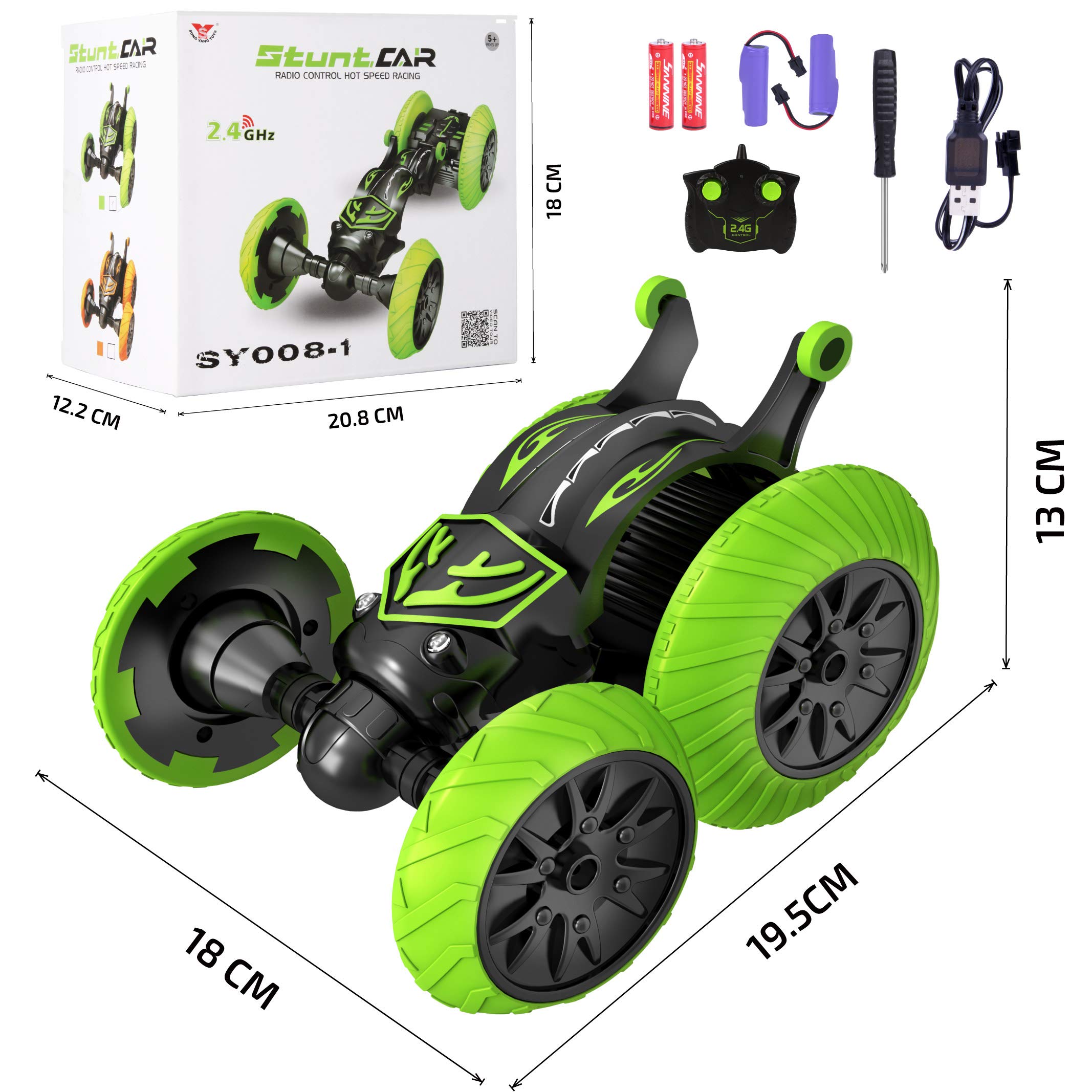 PP PICADOR Remote Control Stunt Cars Double Sided 360°Rotating, 2.4 GHZ Remote Control Crawler Toy Gift for Kids Boys Girls, Include Battery