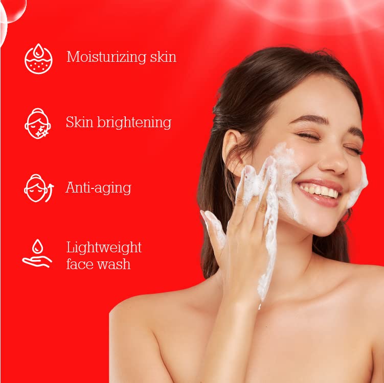 Koji White Kojic Acid Skin Brightening Face Wash for Exfoliating Face, Hydrating Face Moisturizer, Vegan Face Wash, Even Skin Tone with Vitamin C, Flower Extracts, Vitamin E, 2.54 Fl Oz