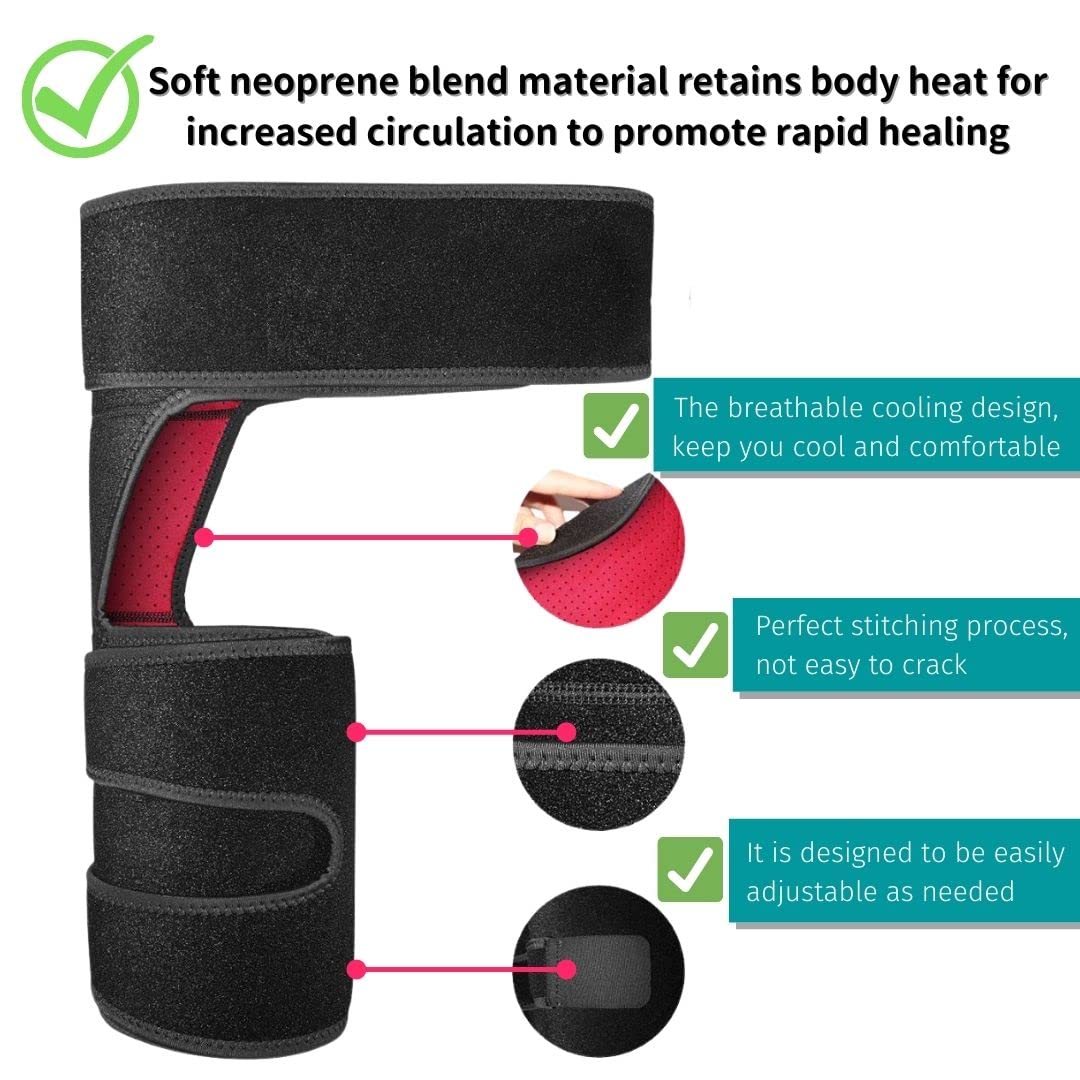 Auskang Hip Brace Adjustable Groin Support Compression Recovery Thigh Wrap,for Pulled Groin Sciatic Nerve Pain Hamstring Injury Recovery and Rehab Fits Both Legs Men & Women