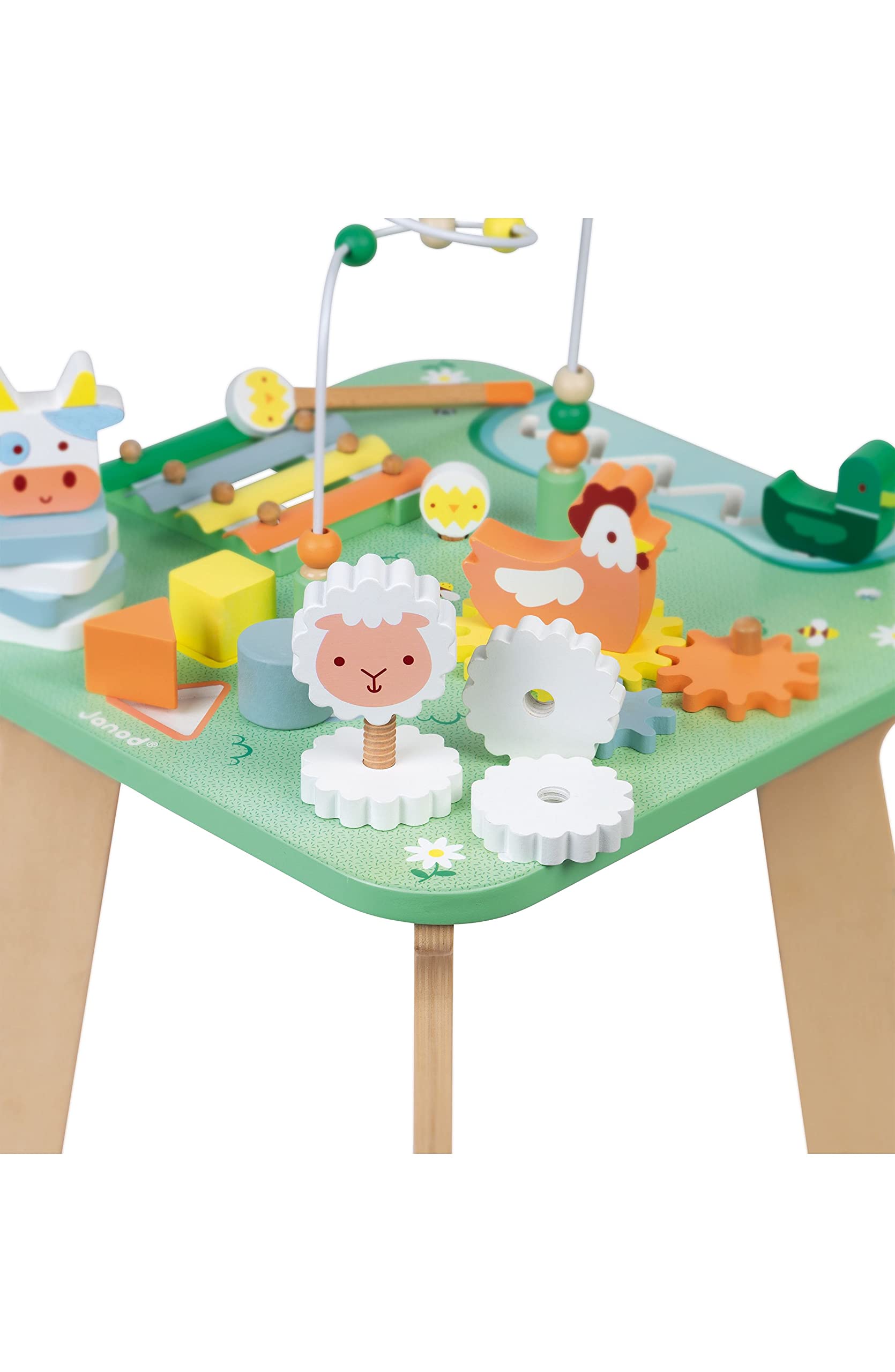 Janod Wooden Pretty Meadow Activity Table - 21.1" Tall - Ages 12 Months+ - J05327