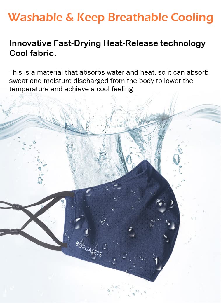 Borgasets Breathable Face Mask With Adjustable Washable Reusable Masks for Women Men