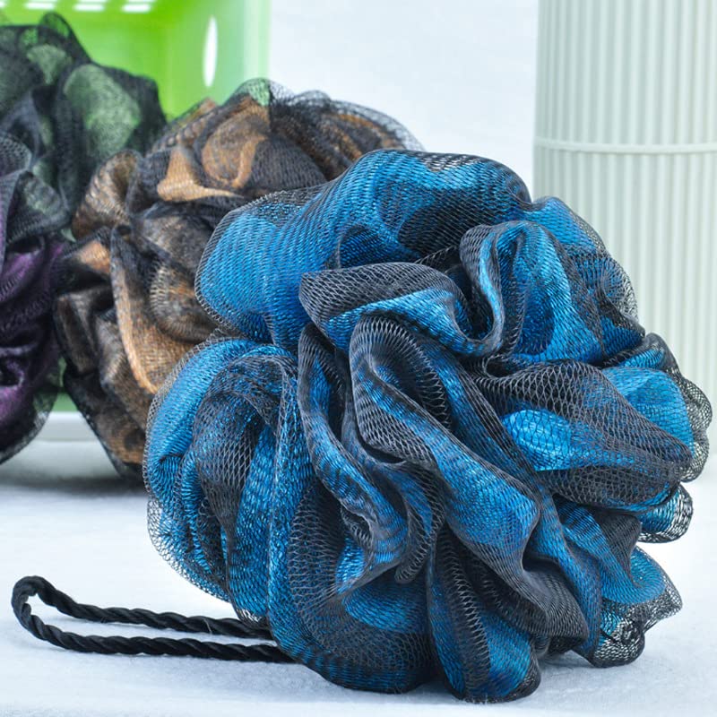 LiFBEAUTiFuL Bathing Ball,Set of Four, xxl-75g,Super Large Size,Towel Gourd,Strong Exfoliation, Four Colors,Delicate Foam,Four Hooks are accompanied,Loofah, Blue,yellow,purple,green, 6×6×6 Inch